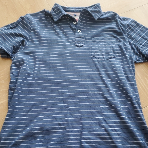 Relwen | Shirts | Relwen Jersey Stripe Polo Blue With White Stripe ...